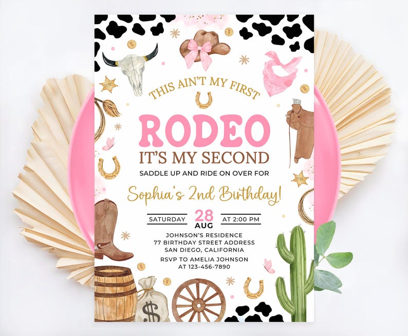 Second Rodeo Invitation, Cowgirl Birthday Invite, My 2nd Rodeo ...