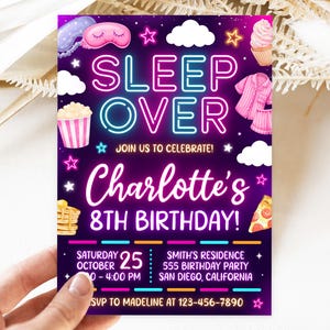 Sleepover Birthday Invitation, Slumber Party Birthday Invite, Pajama ...