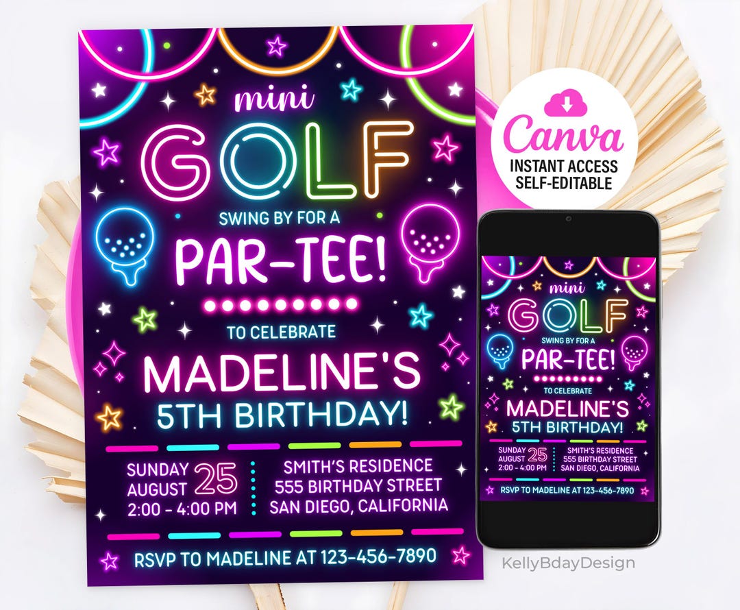 Mini Golf Birthday Invitation, Golf Birthday Invite, Mini Golf ...