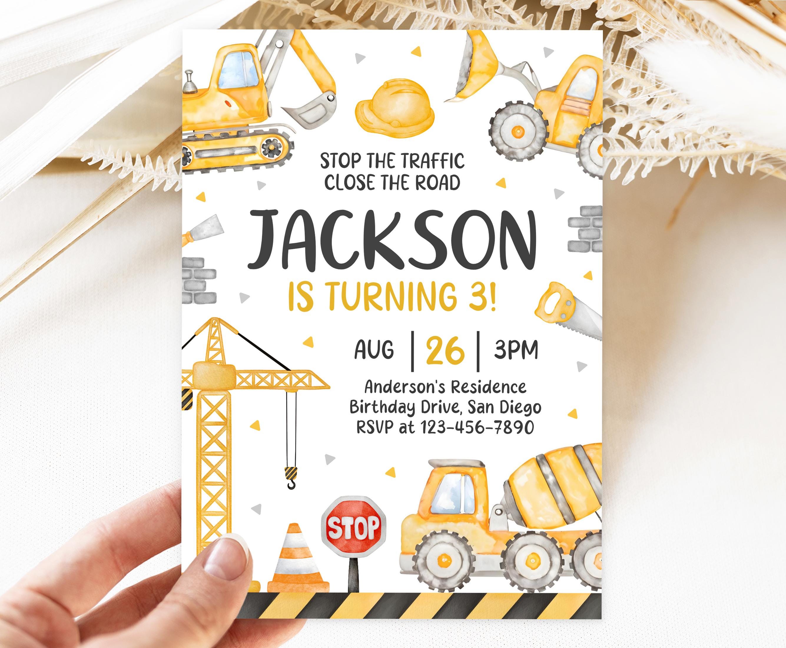 Editable Construction Invitation, Construction Birthday Invite, Dump ...