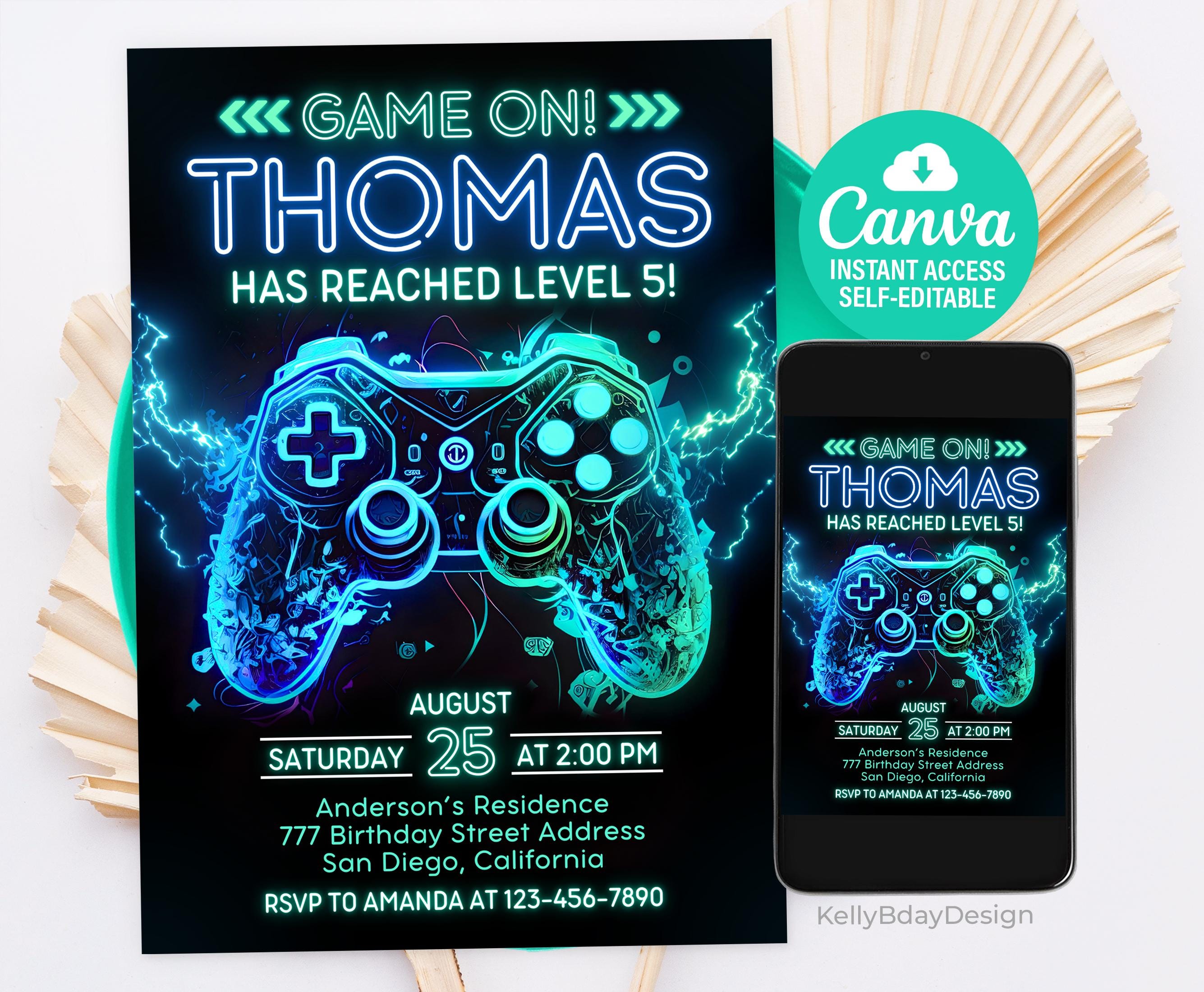 Editable Video Game Party Invitation, Video Game Birthday Invite ...