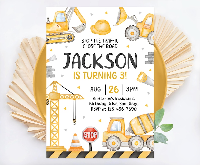 Editable Construction Invitation, Construction Birthday Invite, Dump ...