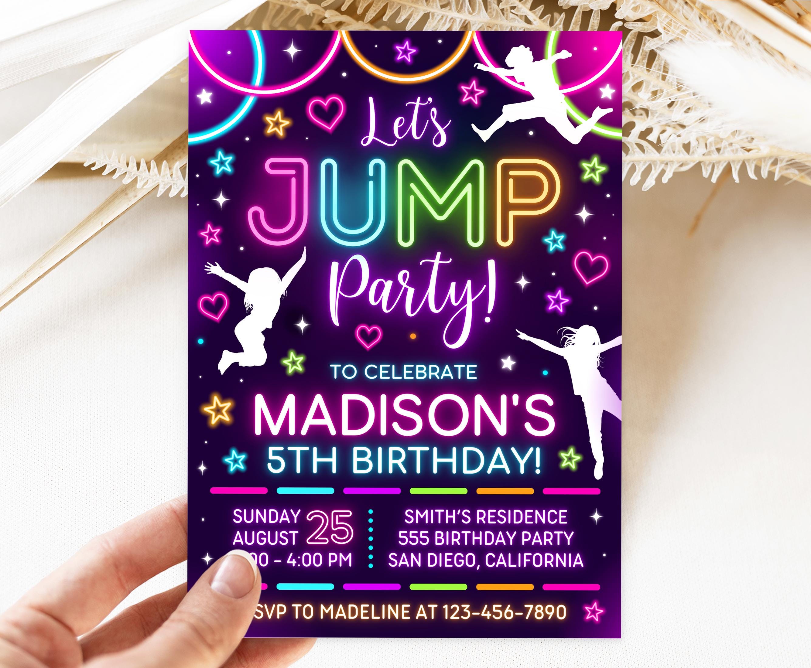 Jump Party Invitation, Jump Birthday Invite, Let's Jump Party, Editable ...