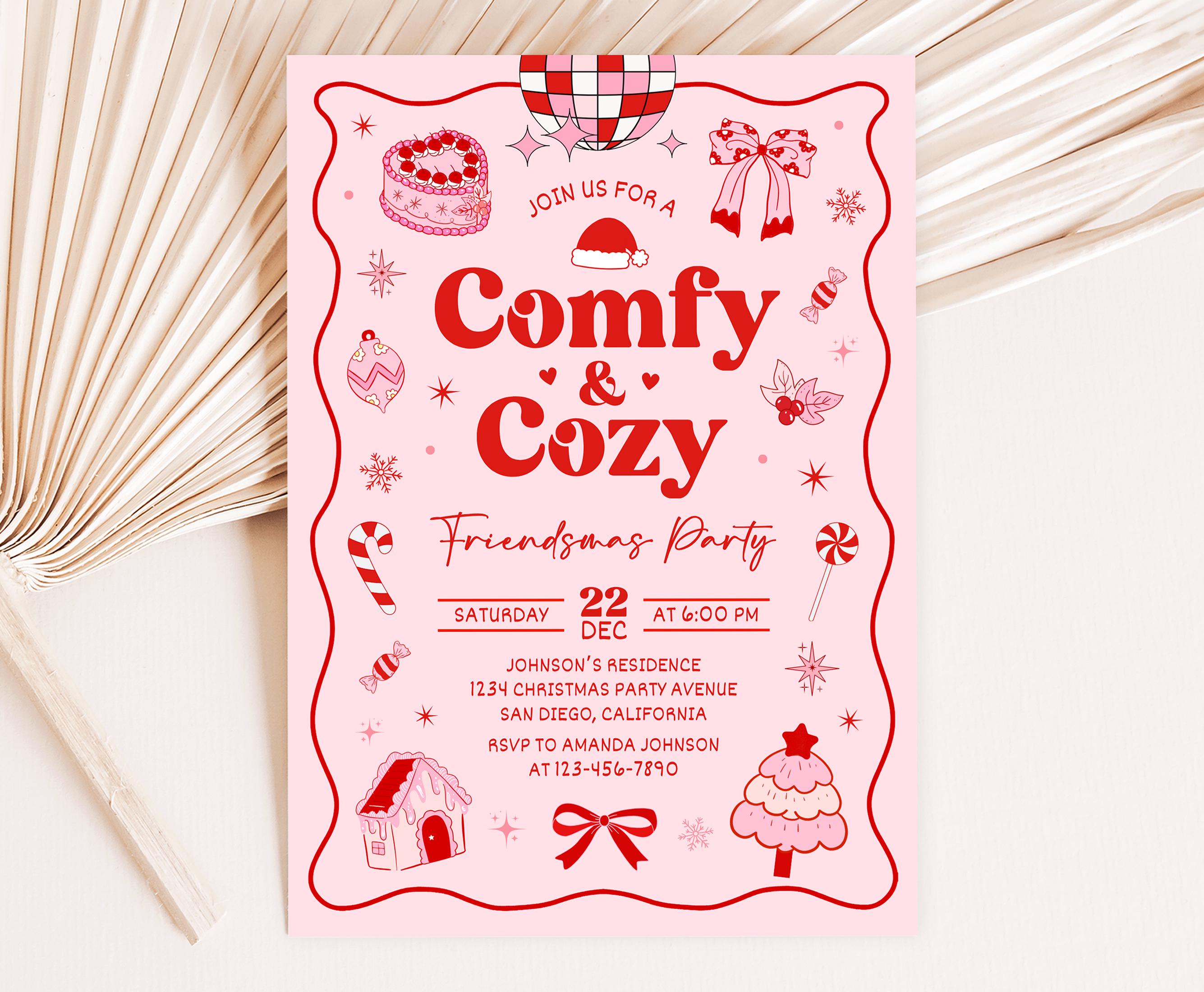 Comfy and Cozy Christmas Party Invitation, Friendsmas Party Invitation ...