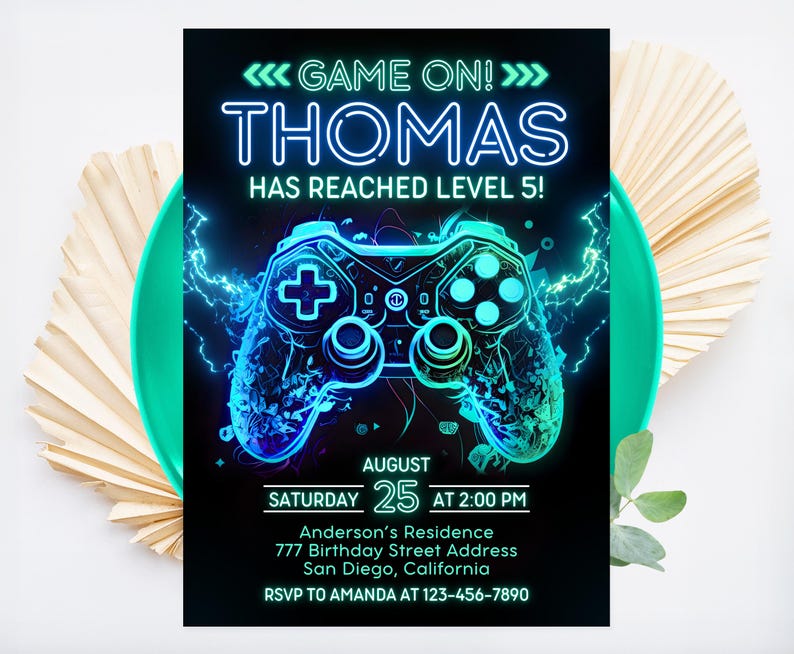 Editable Video Game Birthday Invitation, Level up Party (canva Template ...