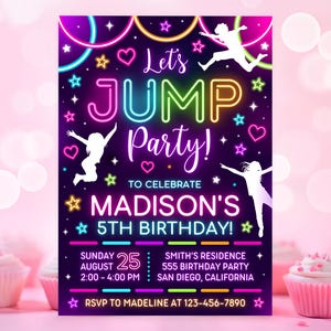 Jump Party Invitation, Jump Birthday Invite, Let's Jump Party, Editable ...