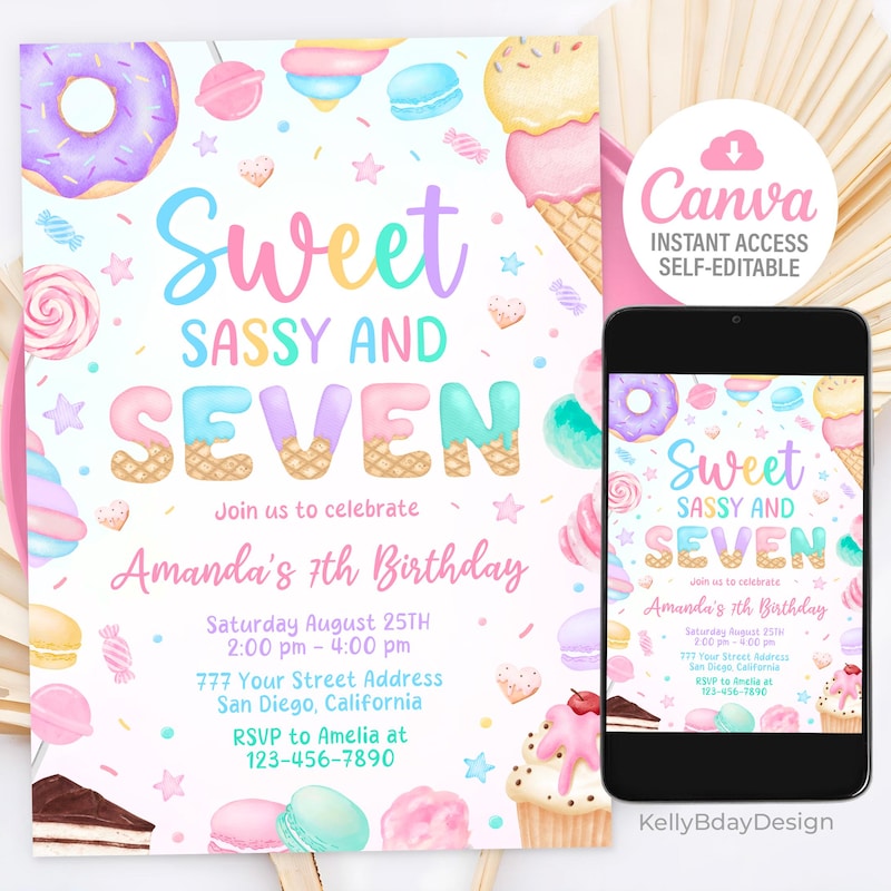 Sweet Sassy 7 Invites - Etsy