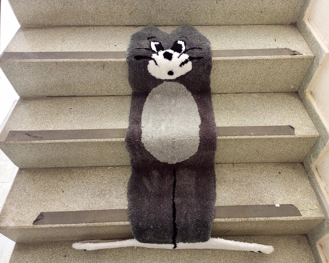 Flat Tom Rug, Handmade Rug, Tom & Jerry Rug, Stairs Carpet, Cartoon Rug ...