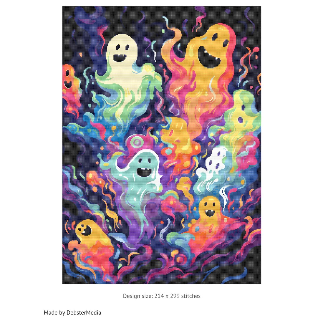 0067 Happy Ghosts / Cross Stitch Pattern / Embroidery Pattern ...