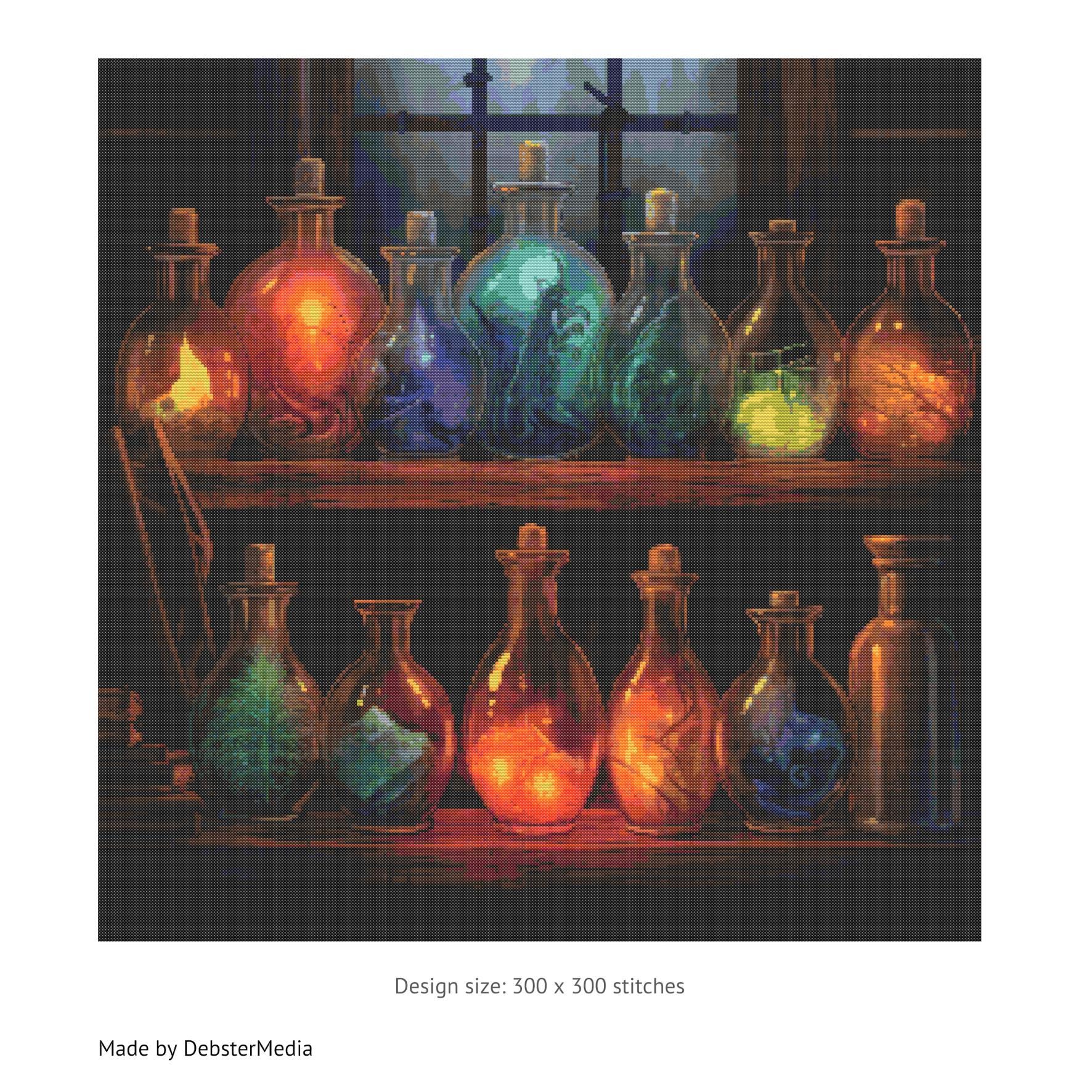 0074 Magic Potions / Cross Stitch Pattern / Crossstitch / Embroidery ...