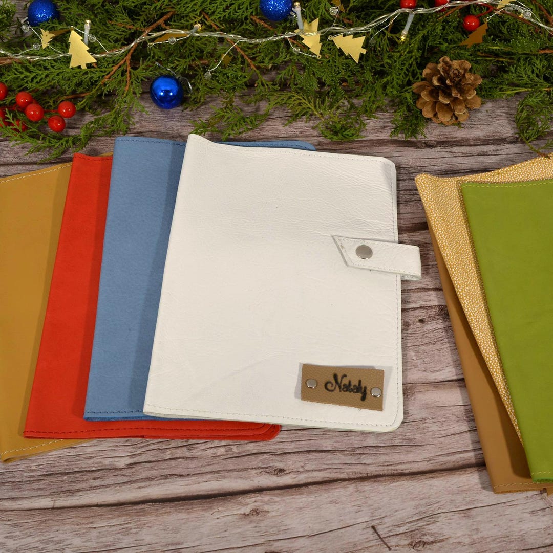 Capa de livro em couro feita à mão, capa de caderno em couro para ...