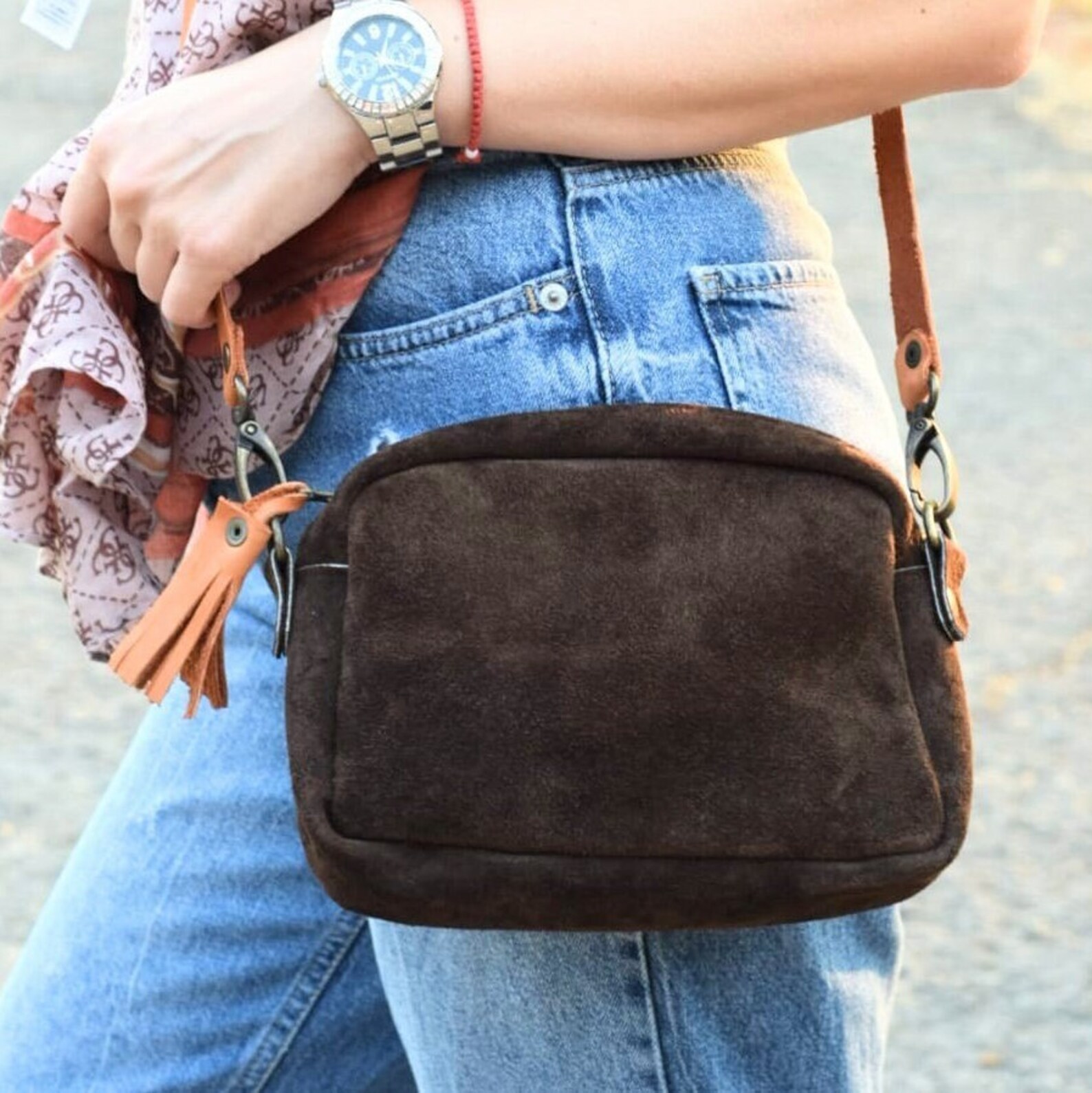 Suede Hobo Bag, Small Crossbody Bag, K-pop Concert Bag for Womens ...