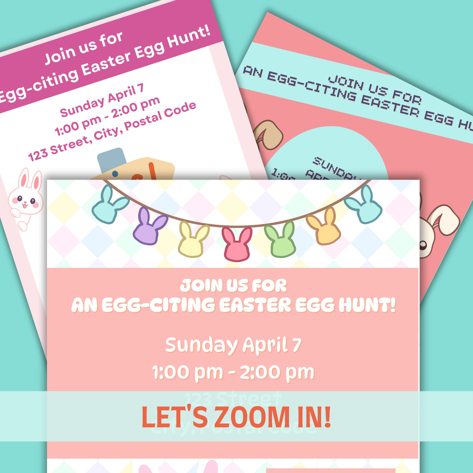 Editable Easter Egg Hunt Invitation Cards, Easter Party Invite, Easter ...