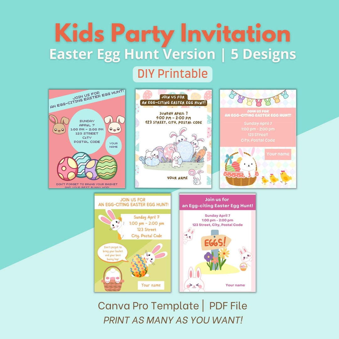 Editable Easter Egg Hunt Invitation Cards, Easter Party Invite, Easter ...