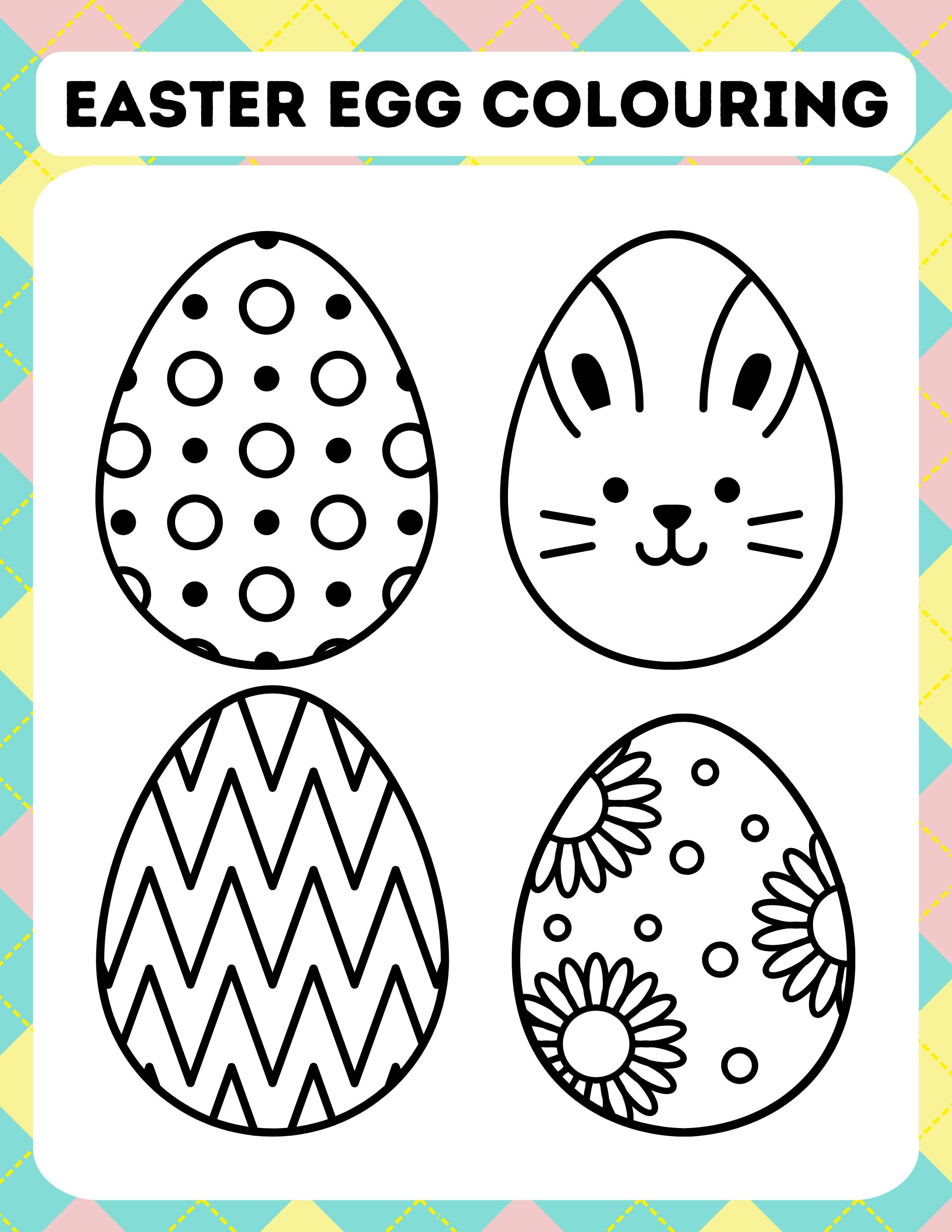 Easter Coloring Book, Easy Kid Coloring Pages, Easter Printable ...