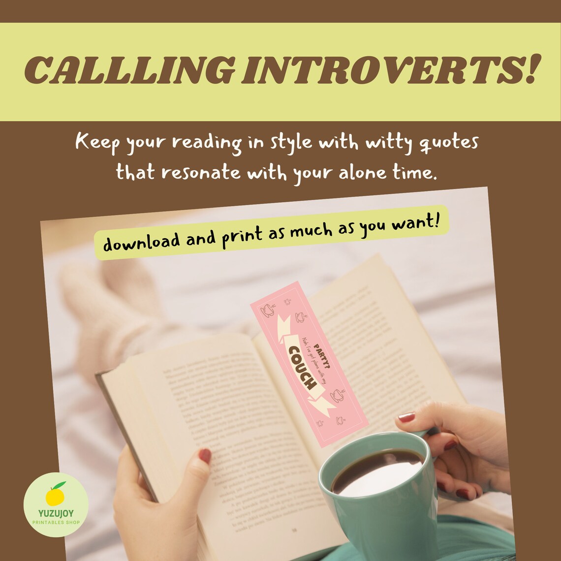 Introvert Gift Bookmark Printable - Ideal for Book Lovers, Teachers and ...