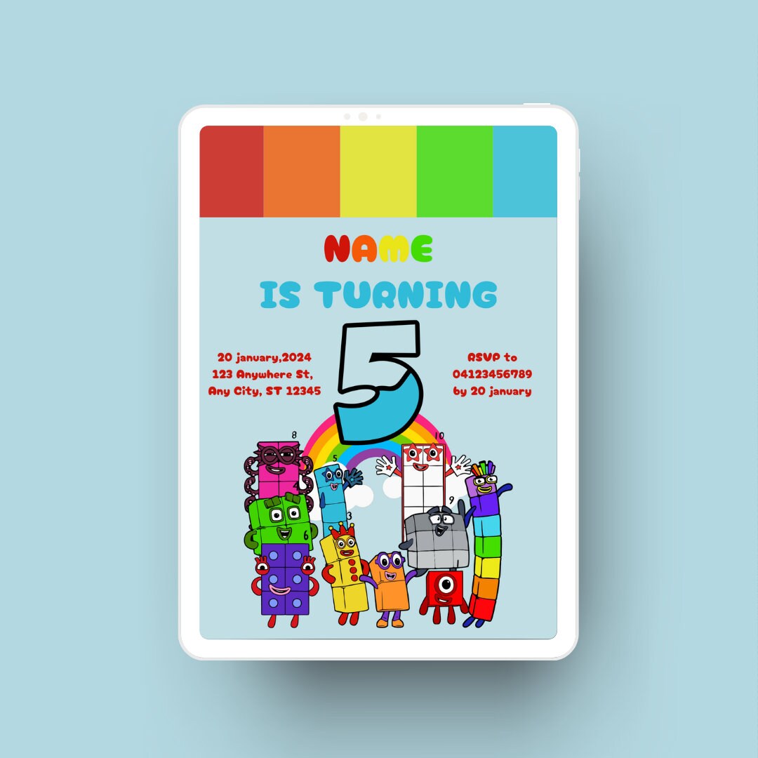 Numberblocks Customizable 1st Birthday Digital Invitation Personalise ...