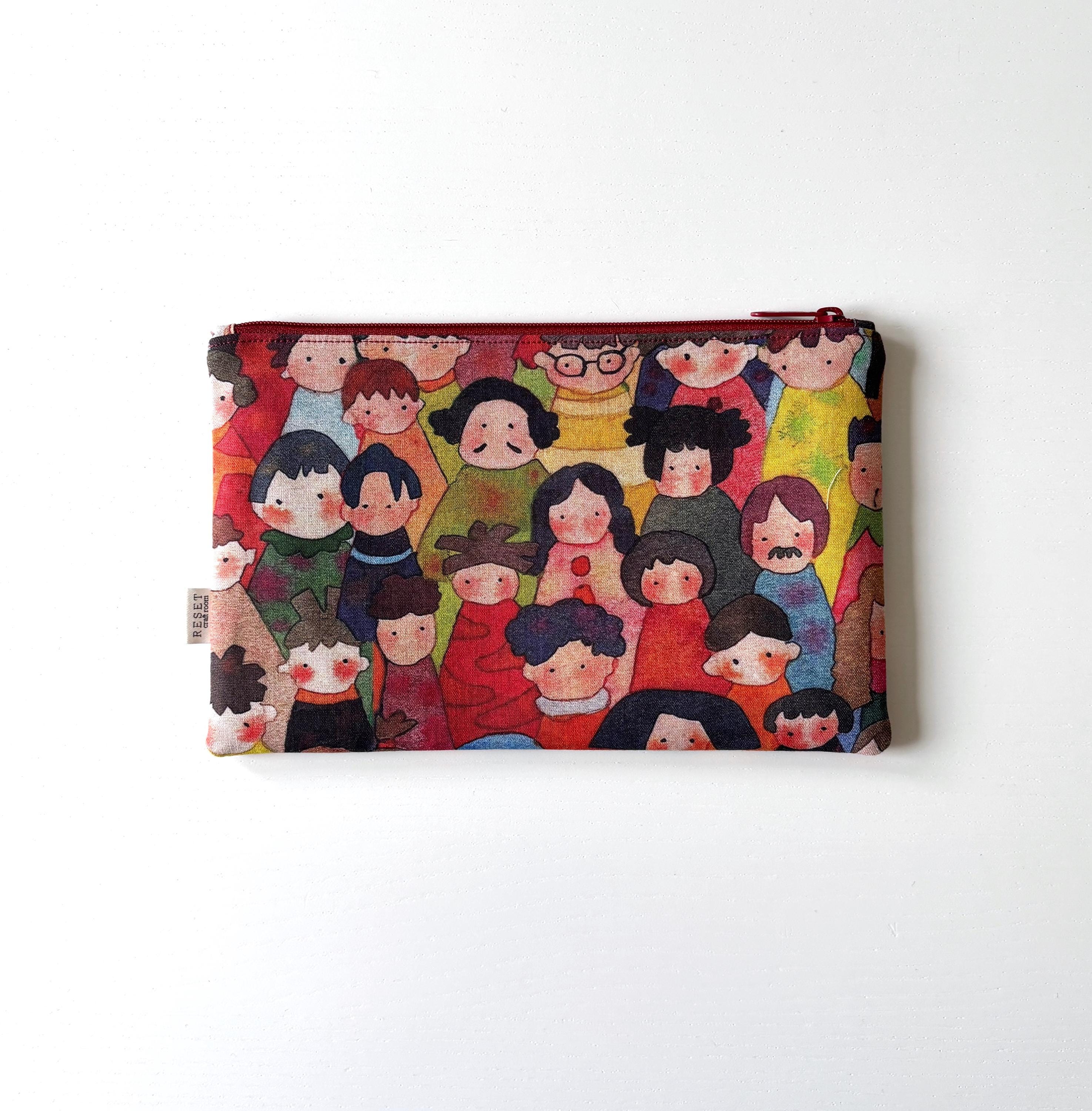 Cartoon People Zipper Pouch – Cute Fabric Stationary Bag, Makeup Pouch ...