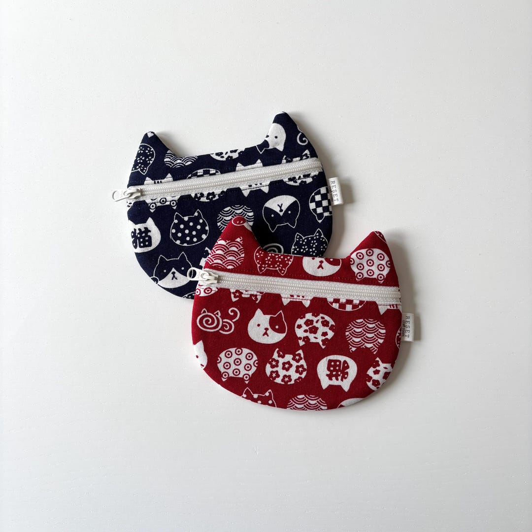 Cat Shaped Coin Purse - Kawaii Japanese Cat Print Zipper Pouch - Etsy