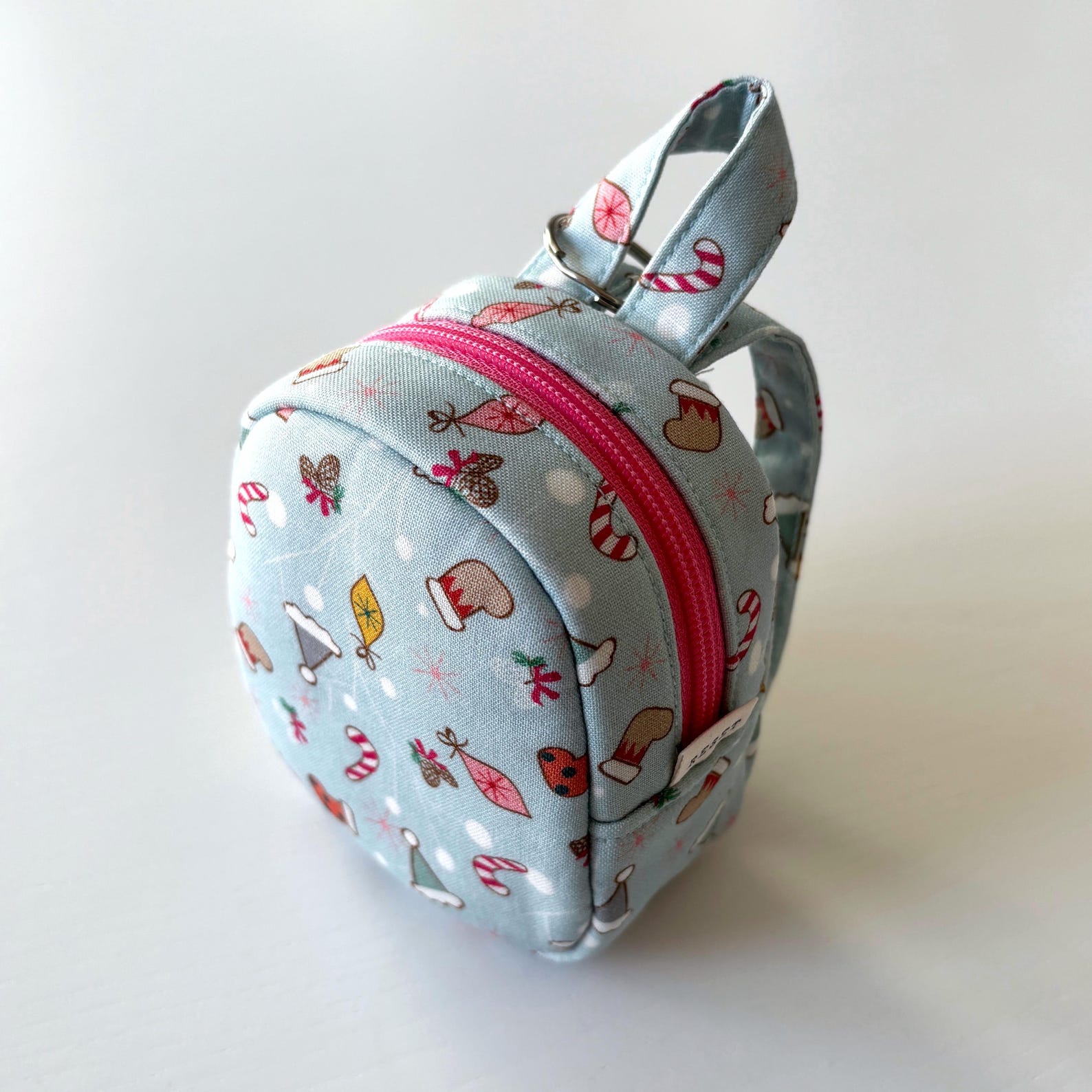Mini Festive Backpack Keychain: Christmas Pattern Bag Charm, Coin Purse ...