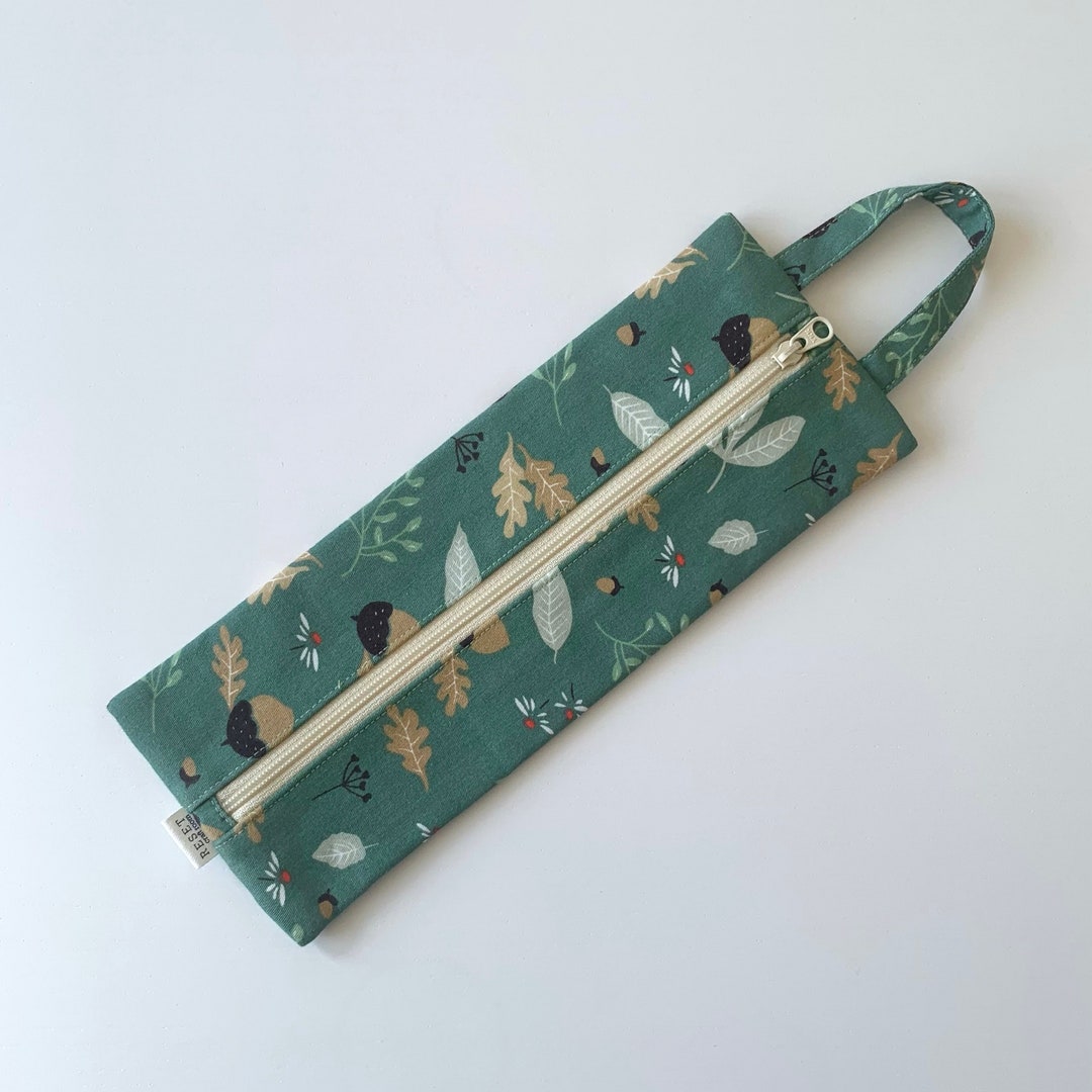 Plants & Leaves Cutlery Pouch – Eco-friendly Fabric Travel Cutlery Case ...