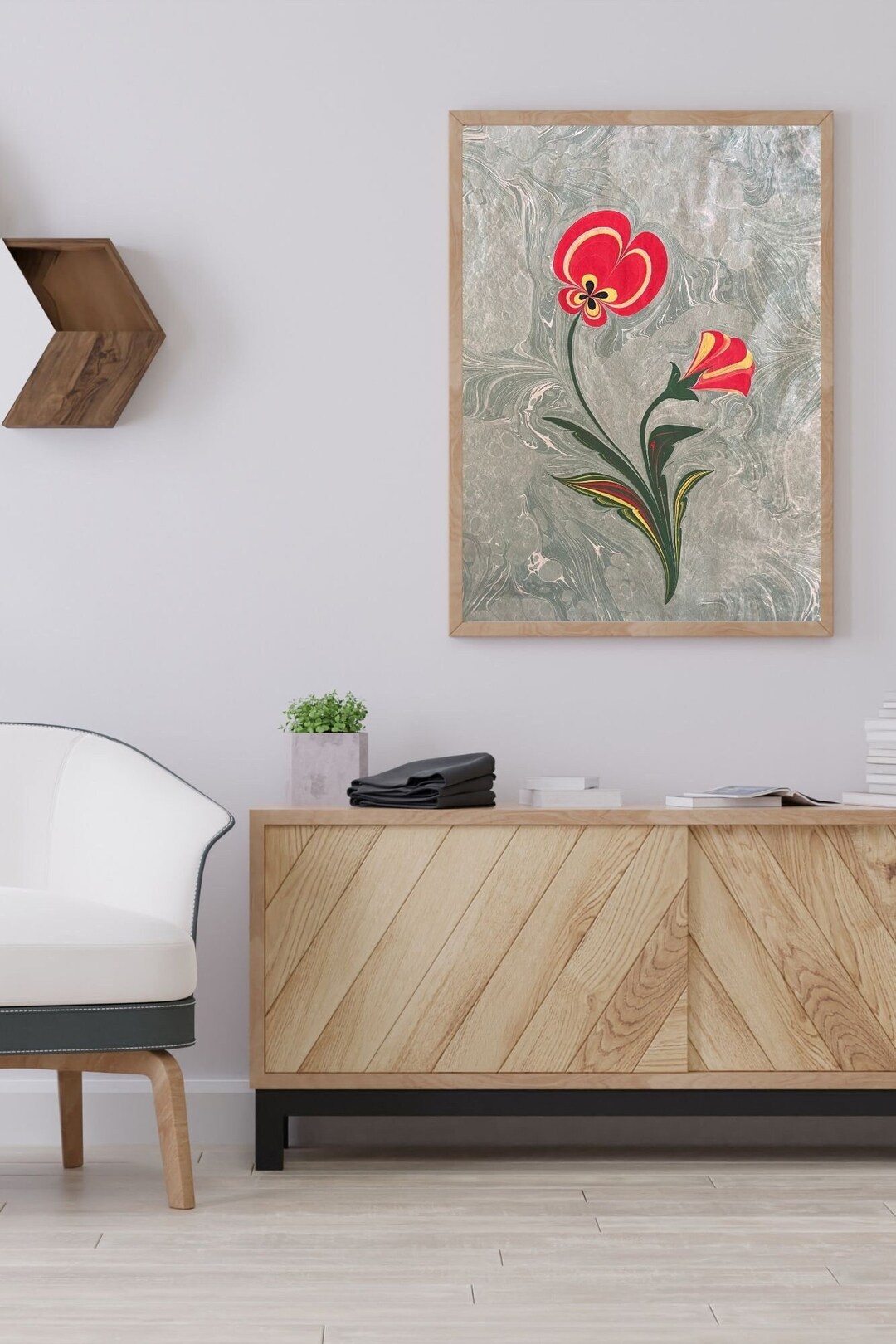 Violet Painting,red Violet Marbling Wall Art,violets Flower Wall Art ...