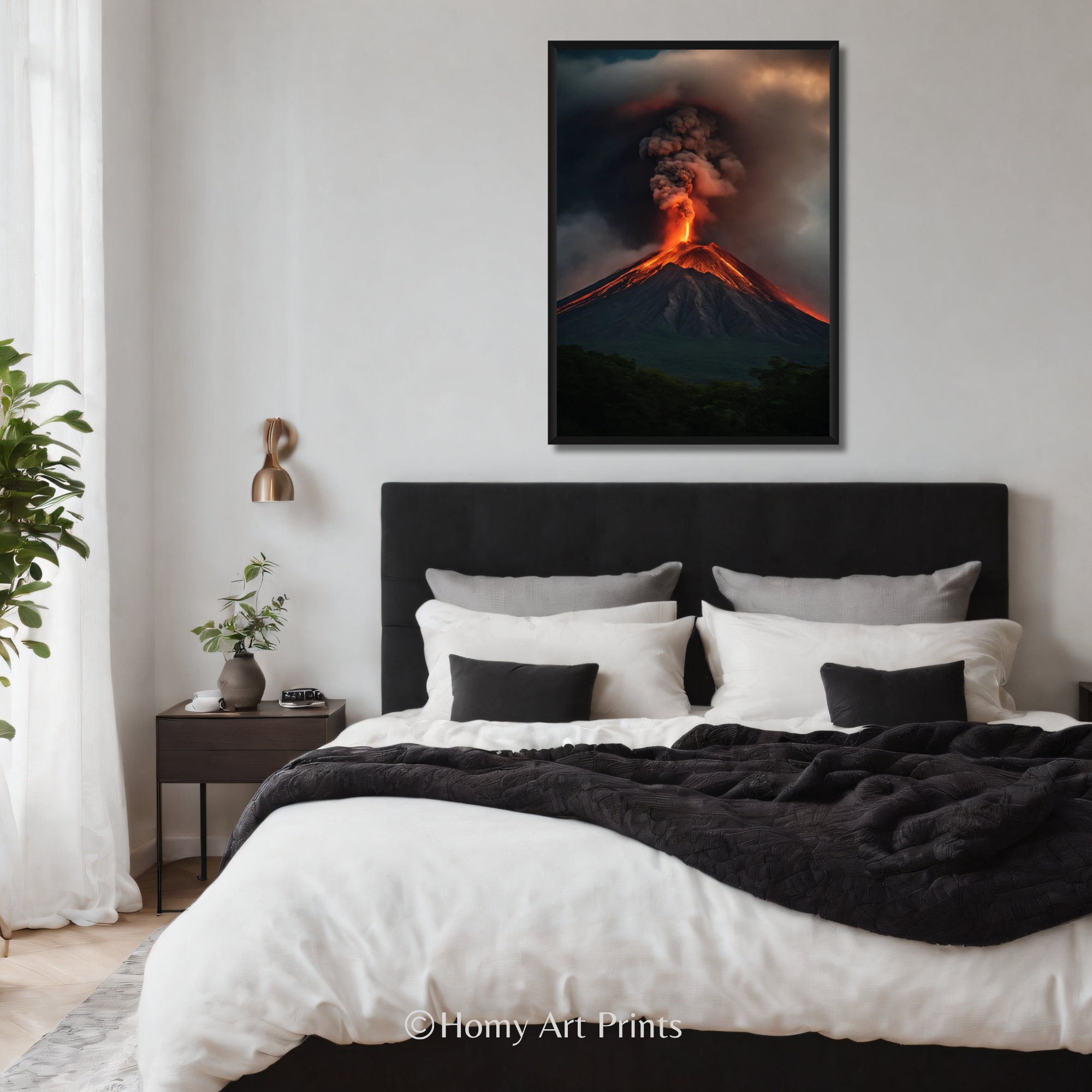 Erupting Volcano Art Print Realistic Painting Printable Wall Art ...