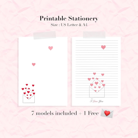 Printable Hearts Stationery