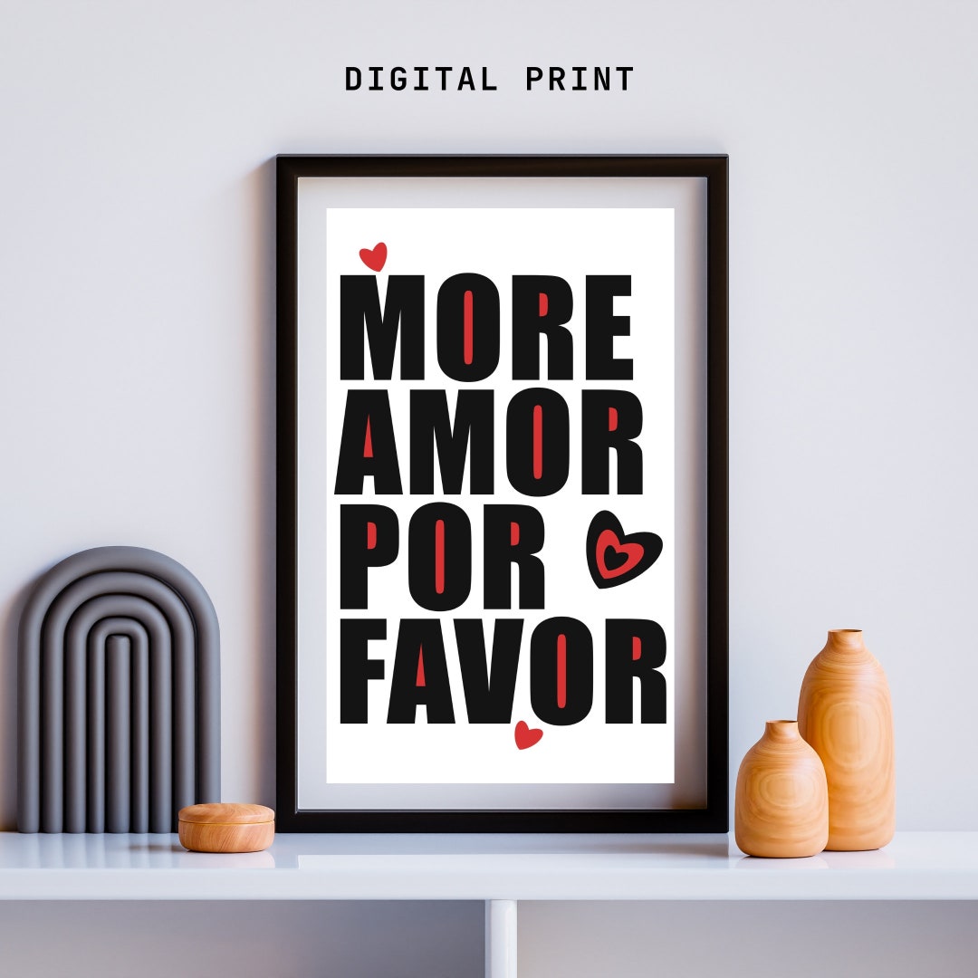 More Amor Por Favor Printable Design Wall Art Graphic Poster Red and ...