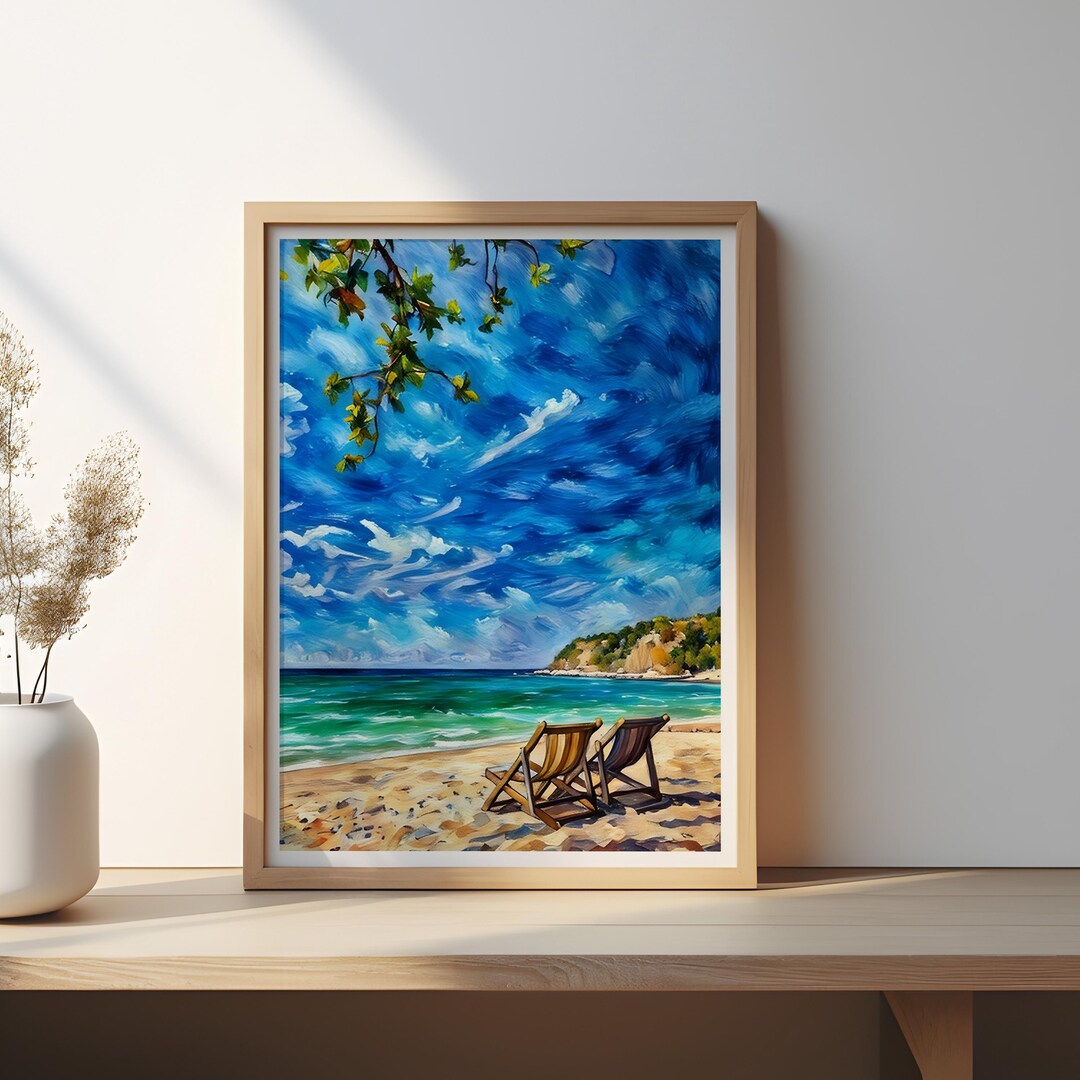 Florida Beach Wall Art Painting, Relaxing Coastal Travel Print, USA ...
