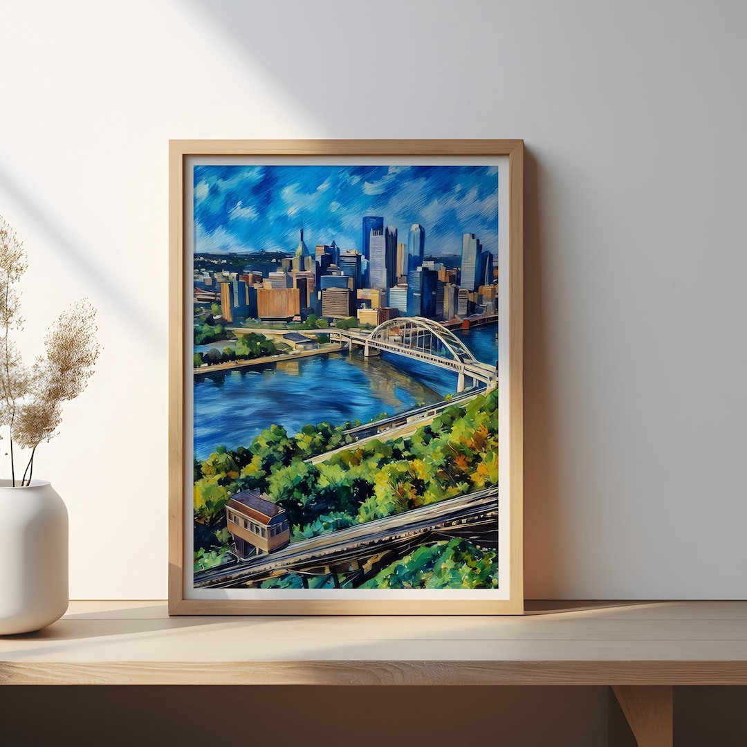 Pittsburgh Wall Art Painting, Iconic City Skyline Travel Print ...