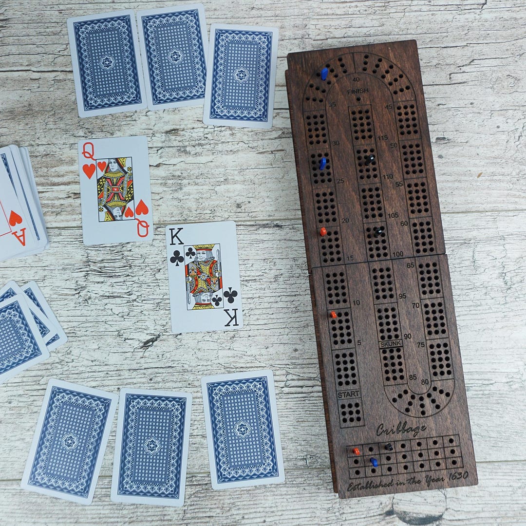 Handmade Cribbage Board - Classic Wooden Cribbage Set, Unique Gift for ...