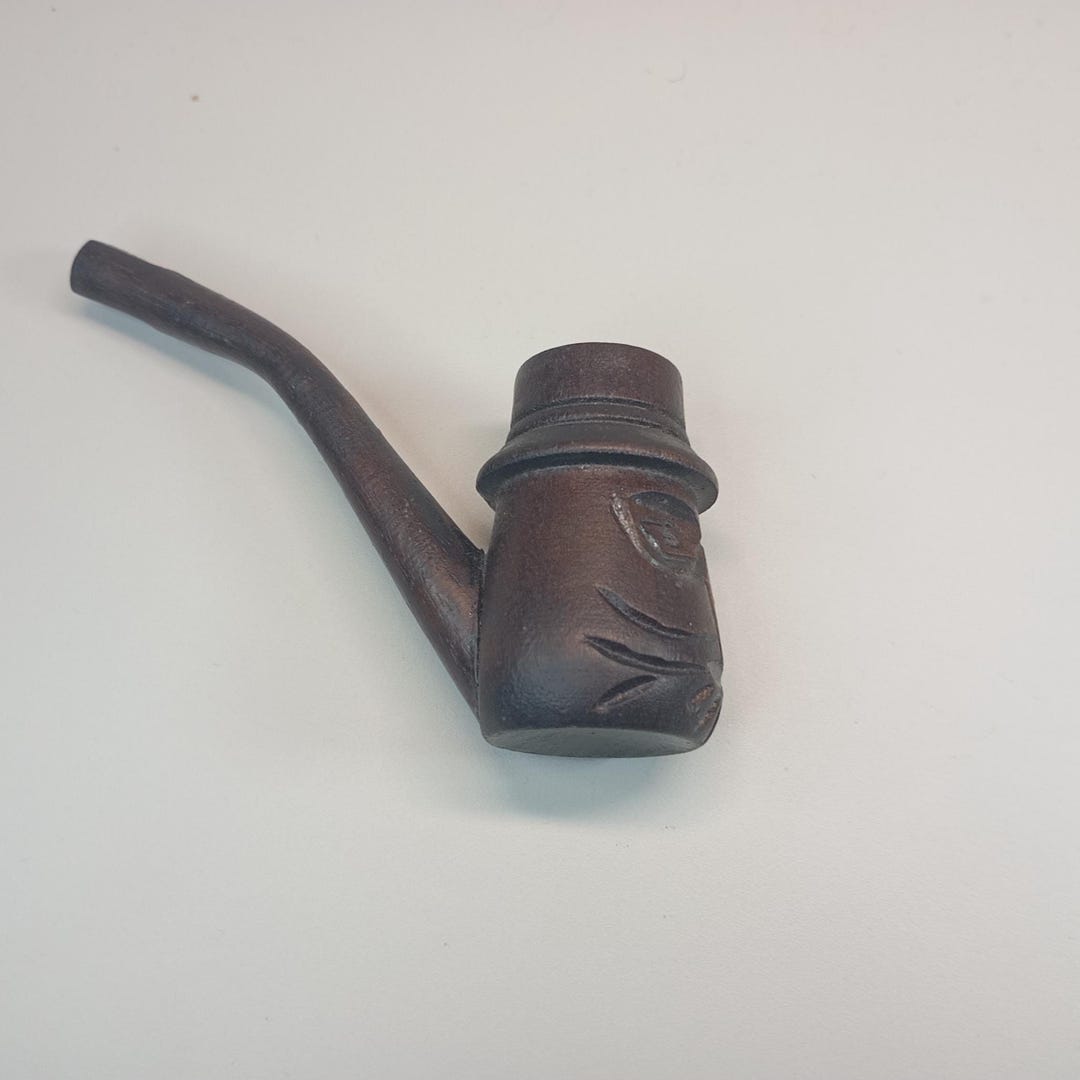 Vintage Hand Carved Wood Smoking Pipe Old Man Face Tobacciana ...
