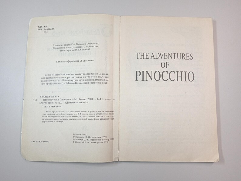 The Adventures of Pinocchio Bilingual English Russian Reader for Kids ...