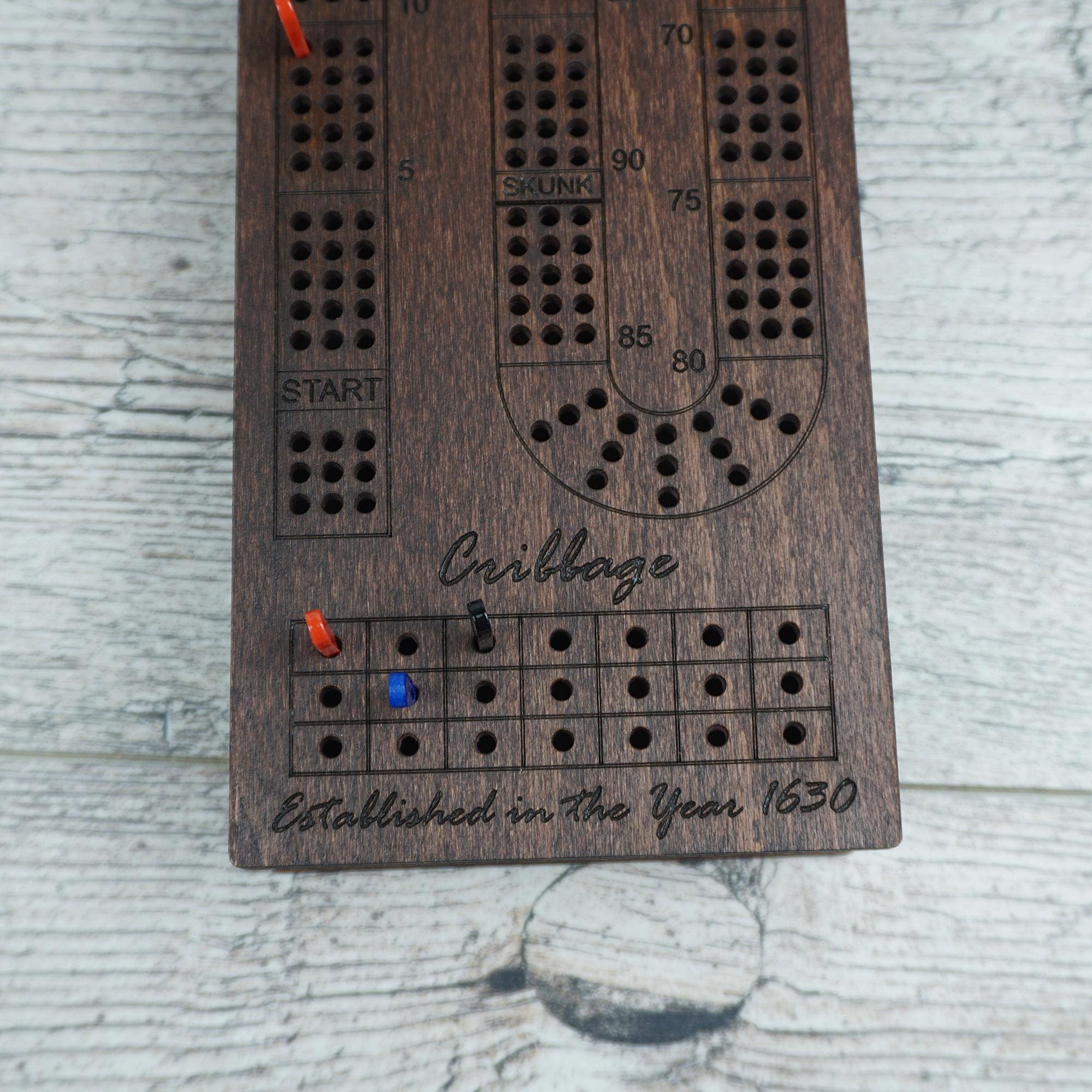 Handmade Wooden Cribbage Board Set - Unique Vintage Style Cribbage Game ...