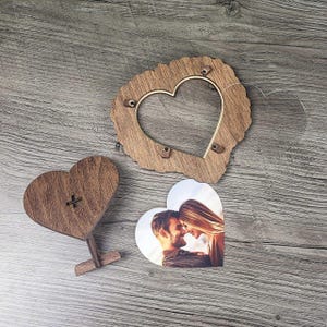 Double Wooden Heart-shaped Photo Frame 200mm - Romantic Laser Cut Frame ...