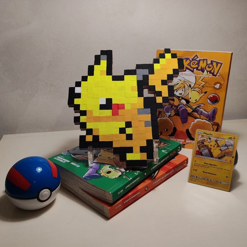 Wooden Pikachu Pixel Art Pokémon, Anime, Manga, Fan Art Deco for Game ...