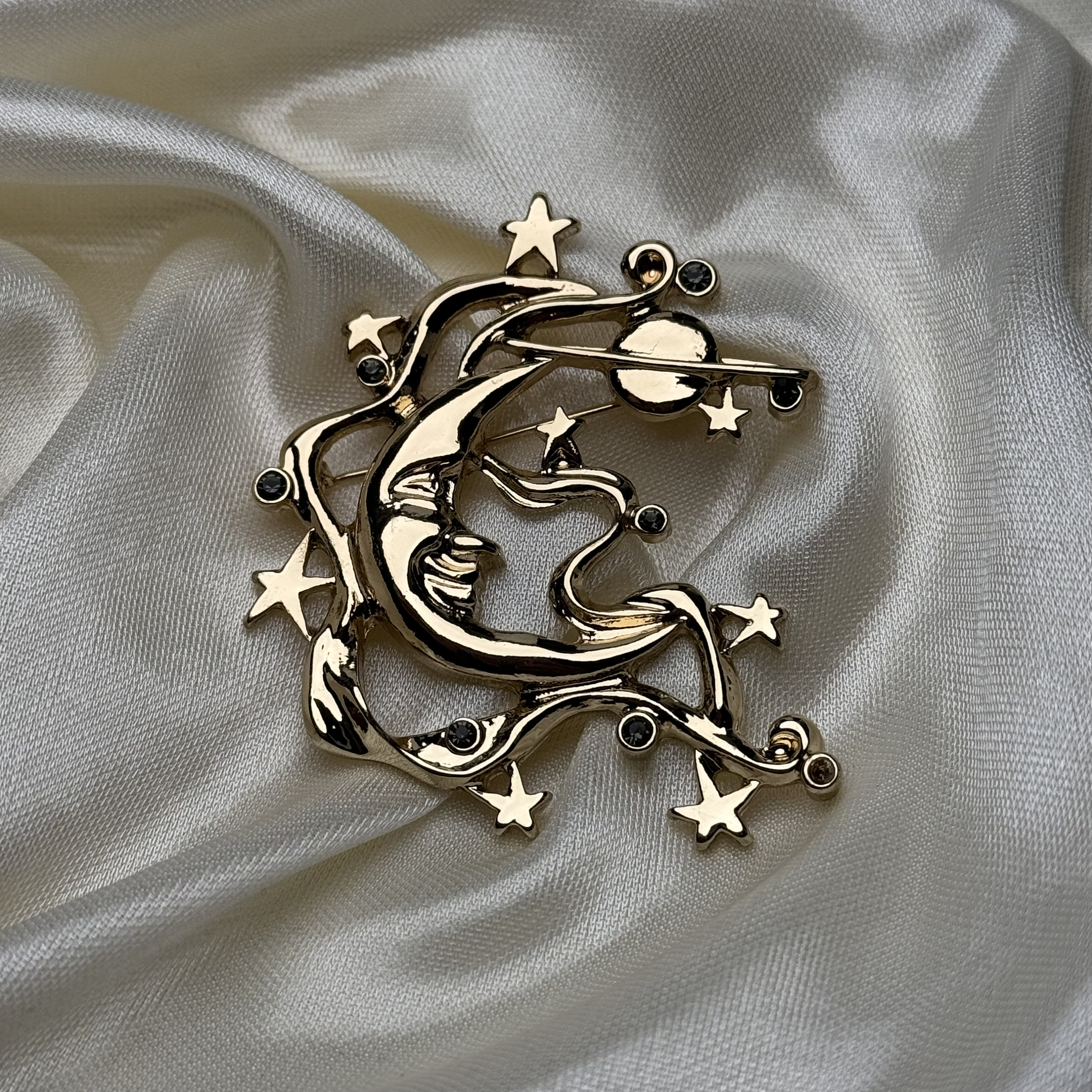 Vintage Baroque Moon Goddess Brooch,moon Brooch,womens Diamond Brooch ...