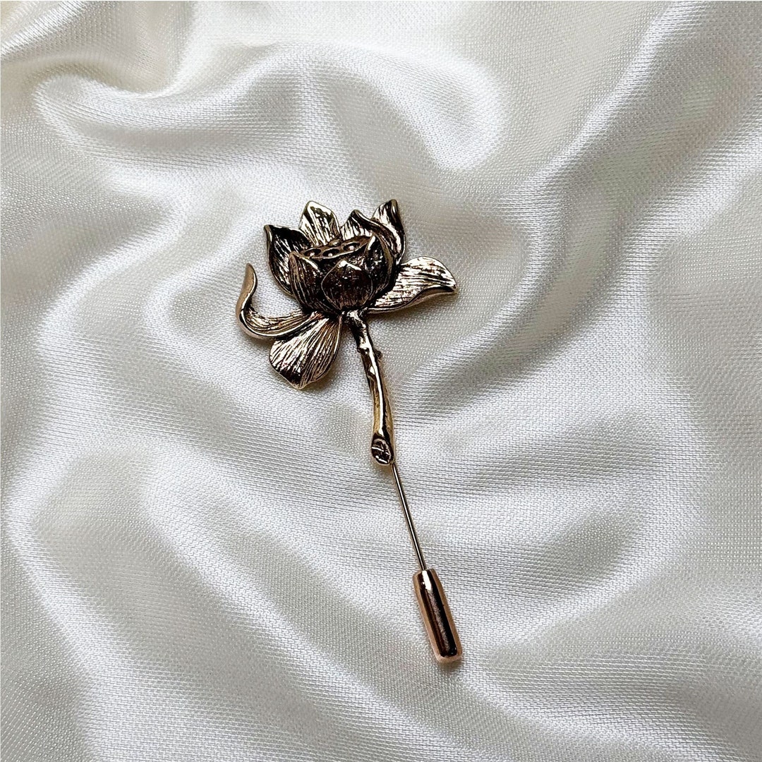 Vintage Gold Lotus Brooch,gold Lotus Brooches, Flower Corsage, Vintage ...