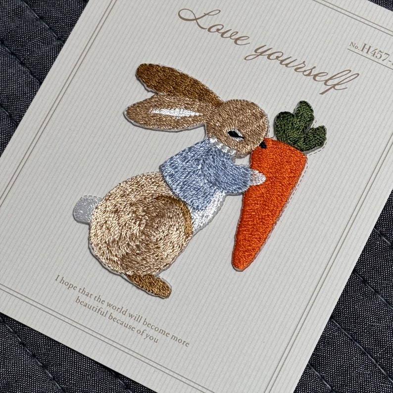 Rabbit Eating Carrots Embroidered Patch, Rabbit Patch,garden Patch,diy ...