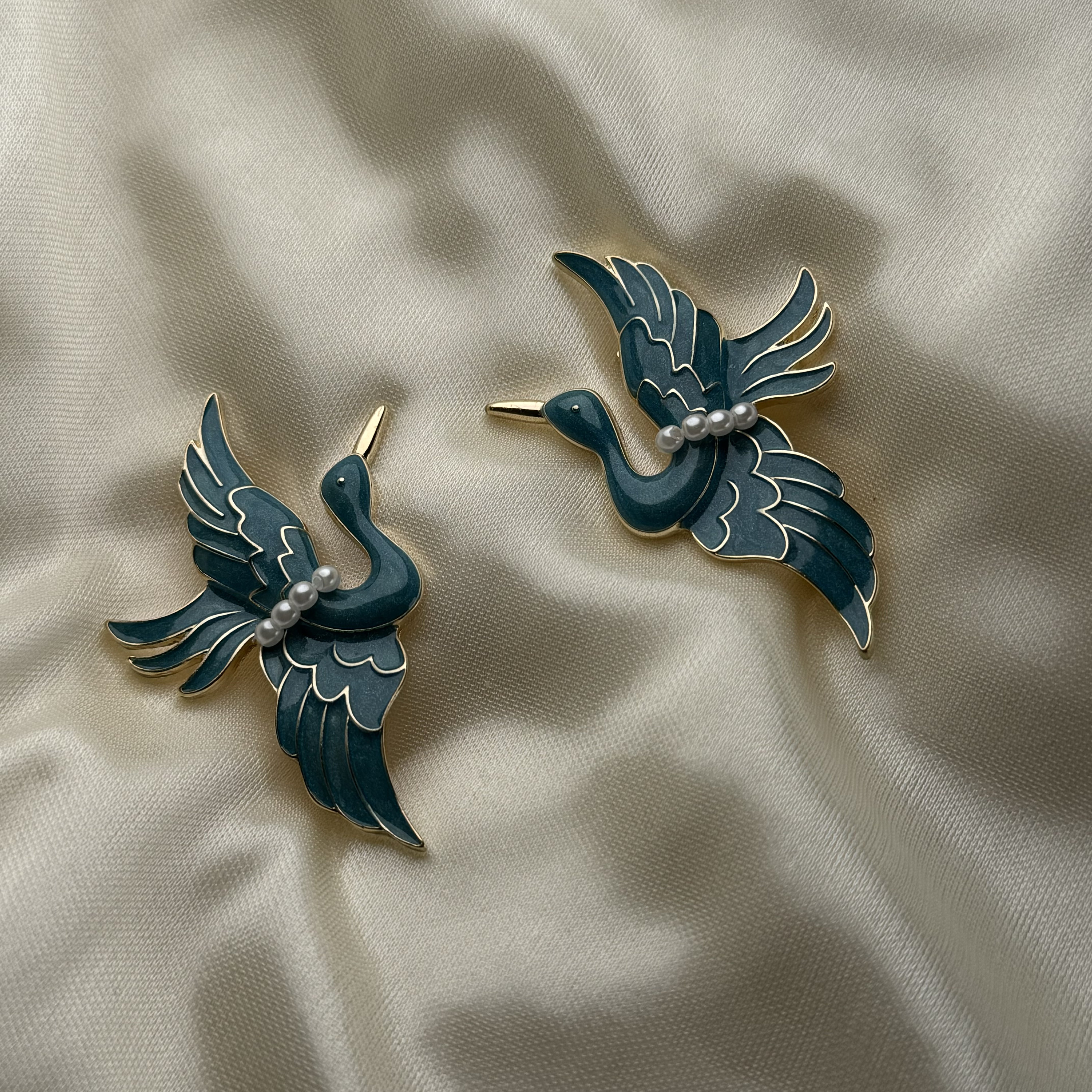 Blue Crane Brooch, Vintage Art Deco Heron Bird Pin - Etsy