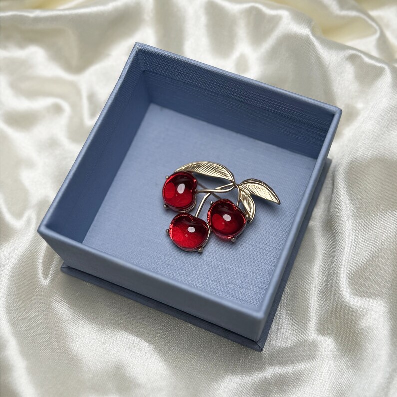 Vintage Red Cherry Brooch: Gold Tone Party Jewelry - Etsy