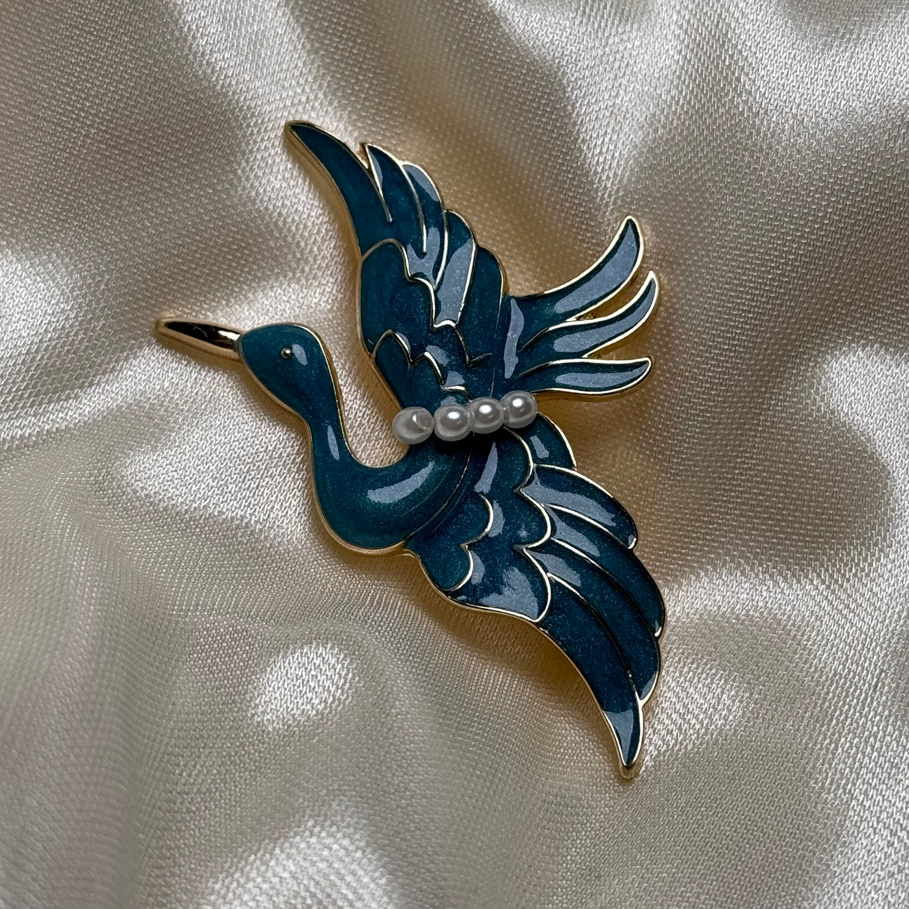 Blue Crane Brooch, Vintage Art Deco Heron Bird Pin - Etsy