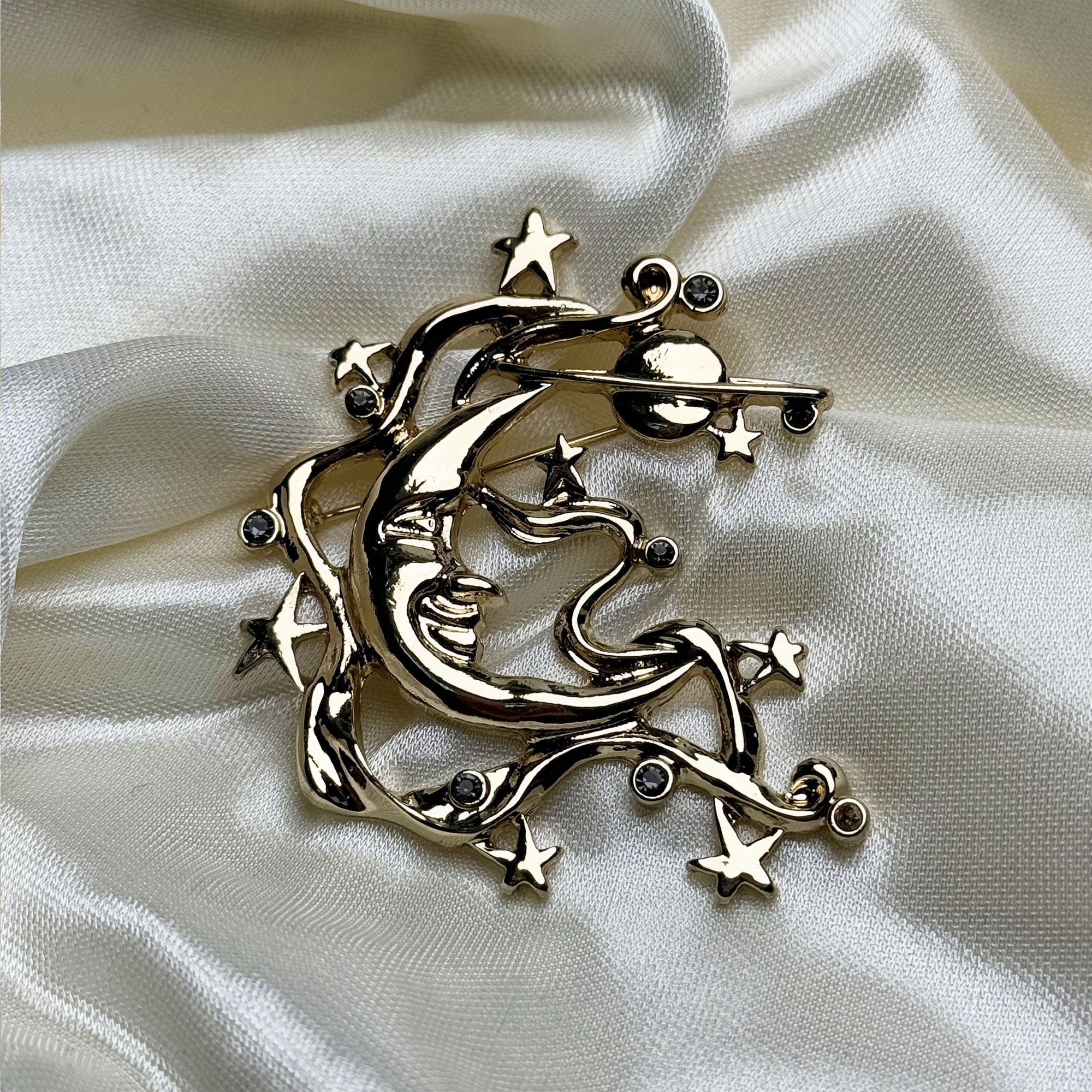 Vintage Baroque Moon Goddess Brooch,moon Brooch,womens Diamond Brooch ...