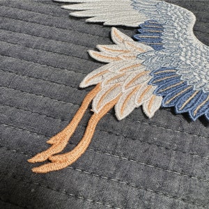 Crane Embroidery Patch,japanese Bird Patch, Blue Crane Badge, DIY ...