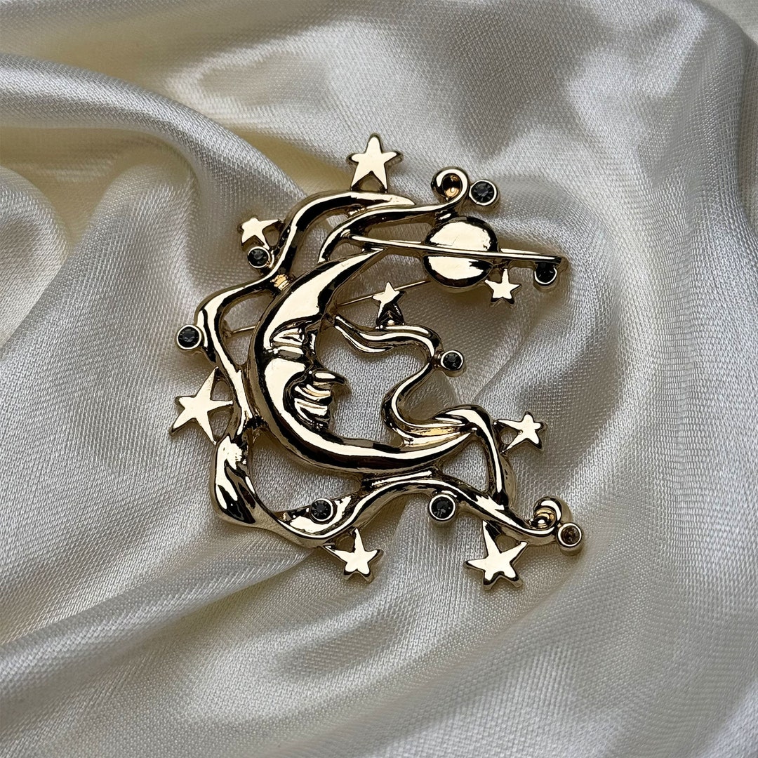 Vintage Baroque Moon Goddess Brooch,moon Brooch,women‘s Diamond Brooch ...