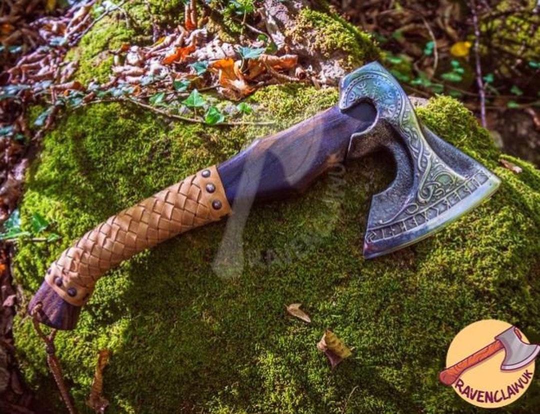Custom Gift Forged Carbon Steel Axe With Rose Wood Shaft, Viking ...