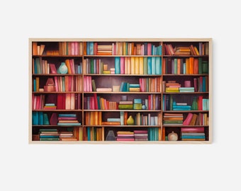 Frame TV Art Bookshelf | Digital Download Library, Bookish Samsung ...