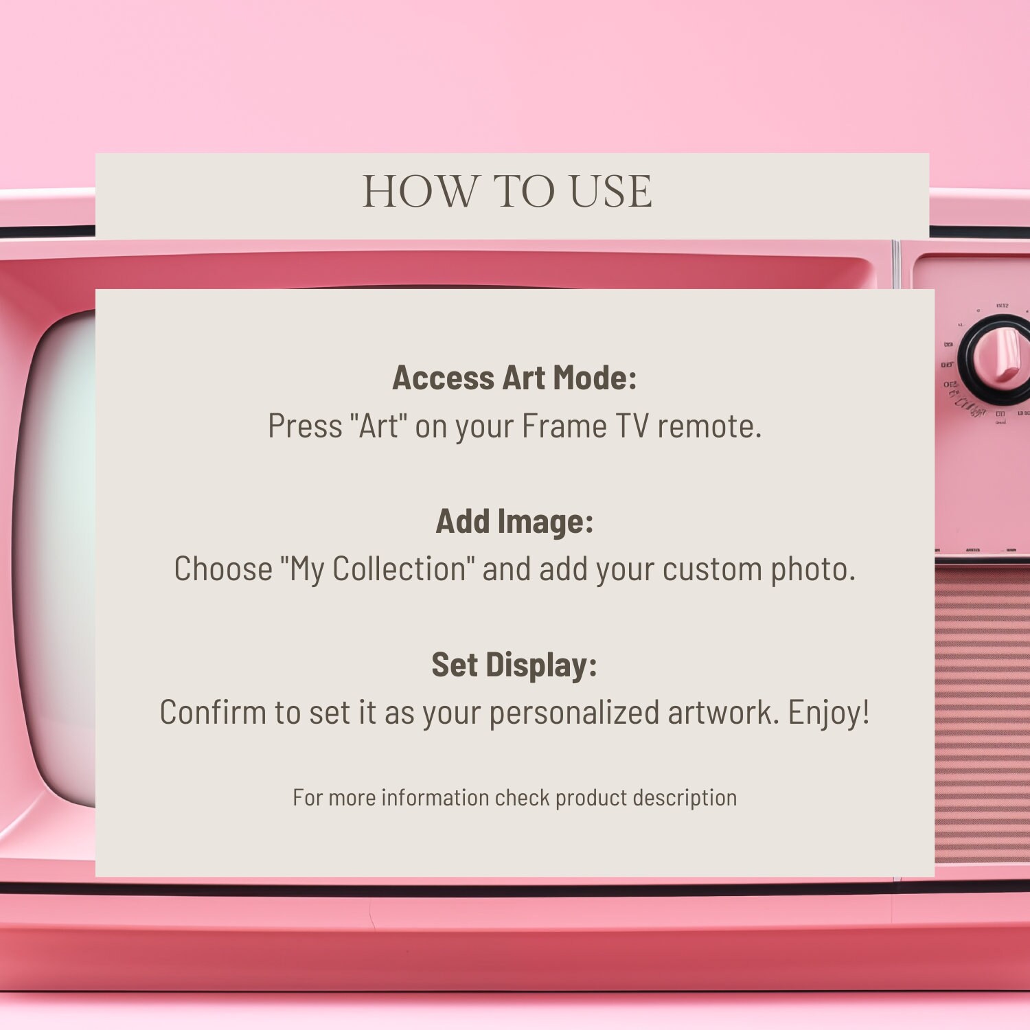 Pink Retro TV Samsung Frame TV Art | Vintage TV Image Retro Screensaver ...