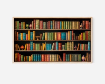 Frame TV Art Bookshelf | Digital Download Library, Bookish Samsung ...